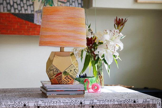 Custom Dyed Yarn Lampshade - Aunt Peaches